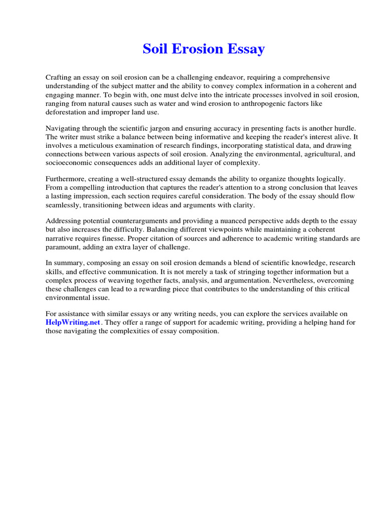 Soil Erosion Essay | PDF | Essays | System