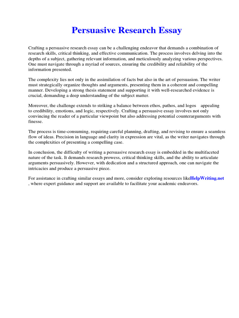 Persuasive Research Essay | PDF