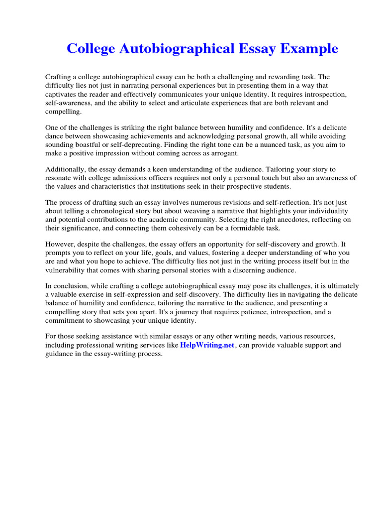 College Autobiographical Essay Example | PDF | Socrates | Apology (Plato)