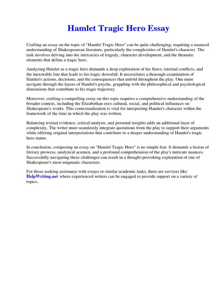 Hamlet Tragic Hero Essay | PDF | Freedom Of Religion | Tragedy