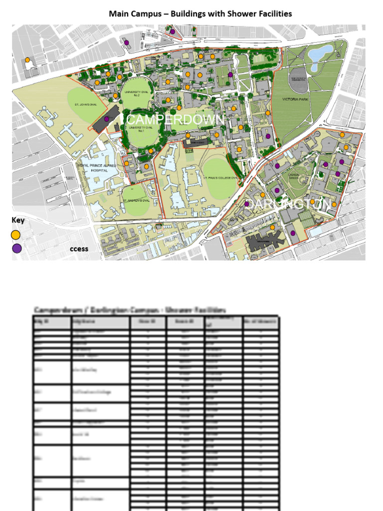 Map of Buildings With Showers On Main Campus | PDF | Physical Sciences