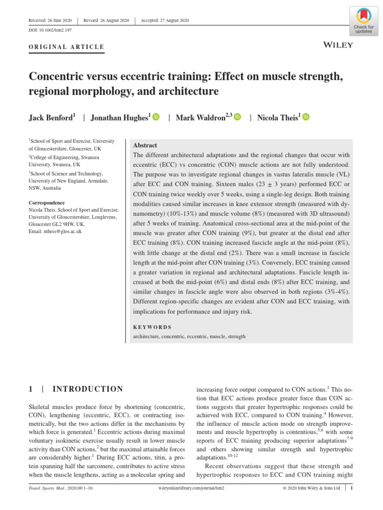 Treinamento Concêntrico Versus Excêntrico Efeito Na Força Muscular ...