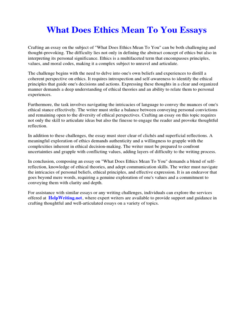 What Does Ethics Mean To You Essays | PDF | U.S. Securities And Exchange Commission | Financial ...