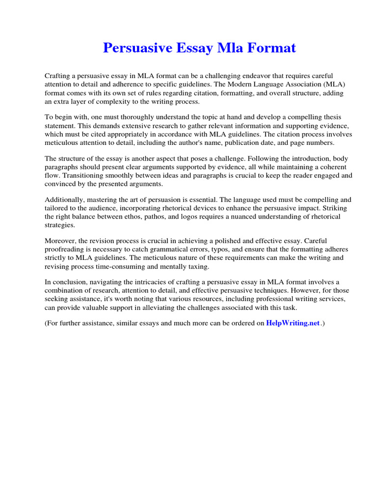 Persuasive Essay Mla Format | PDF | Polymers | Materials