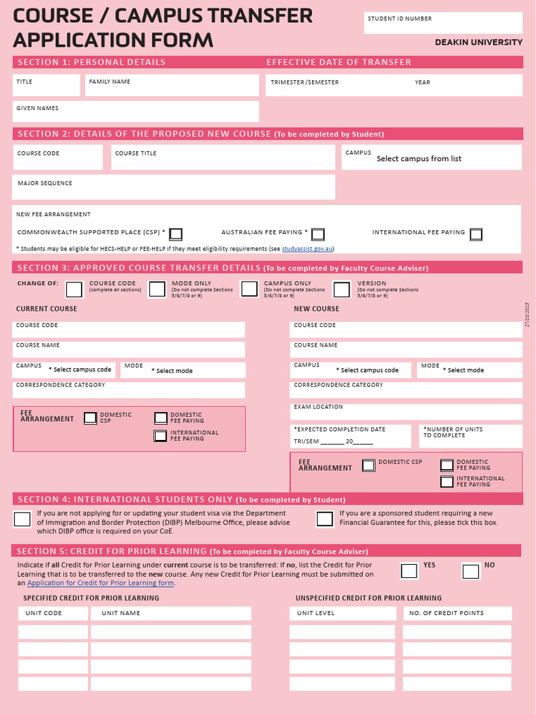 Course Campus Transfer Form2 | PDF | Government | Justice
