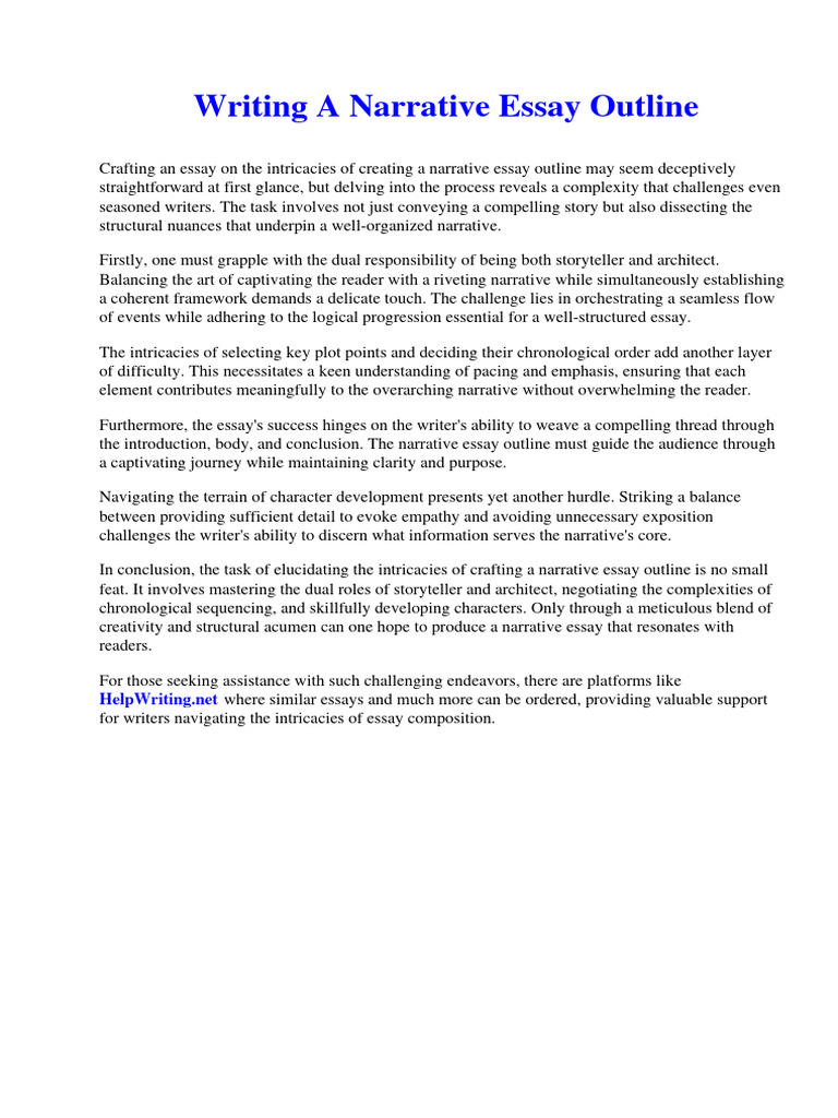 Crafting a Narrative Essay Outline | PDF | Plastic | Zoo