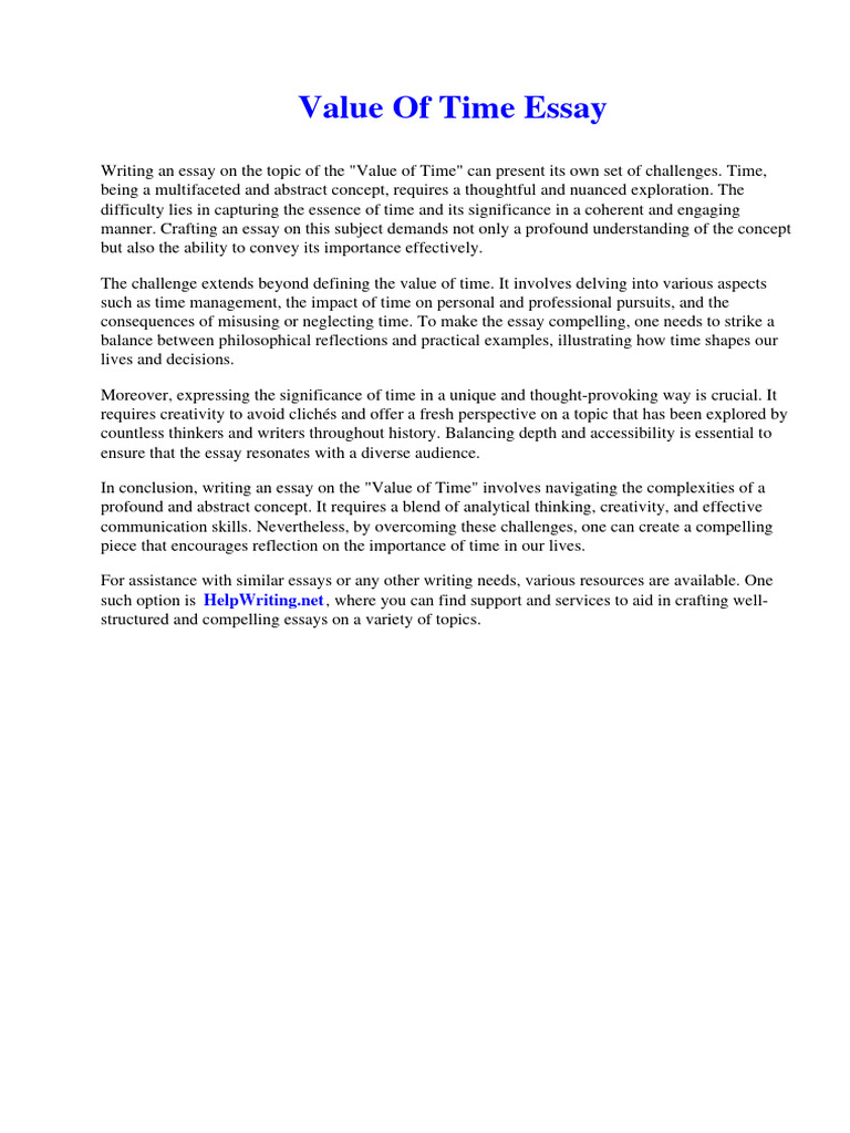 Value of Time Essay | Download Free PDF | United Parcel Service | Essays