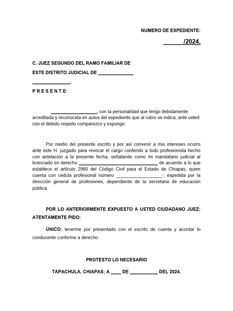escrito para revocar mandato judicial - DOCUMENTO A SCRIB | PDF