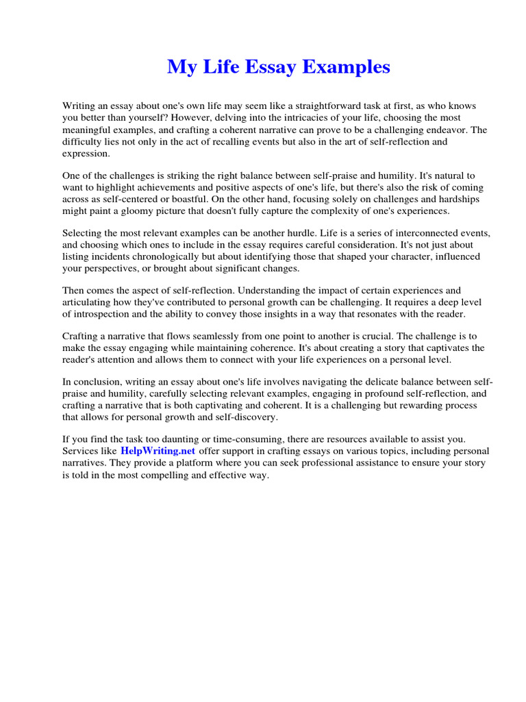 My Life Essay Examples | PDF | Common Sense | Police