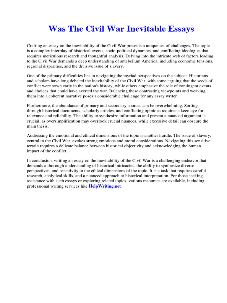Was The Civil War Inevitable Essays | PDF | Papyrus | Theology