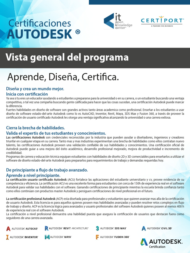 Autodesk-Certification Overview ESPAÑOL | PDF | Software | Autodesk