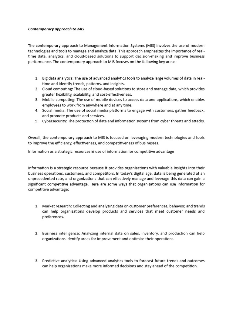 Contemporary Approach To Mis Download Free Pdf Databases Data