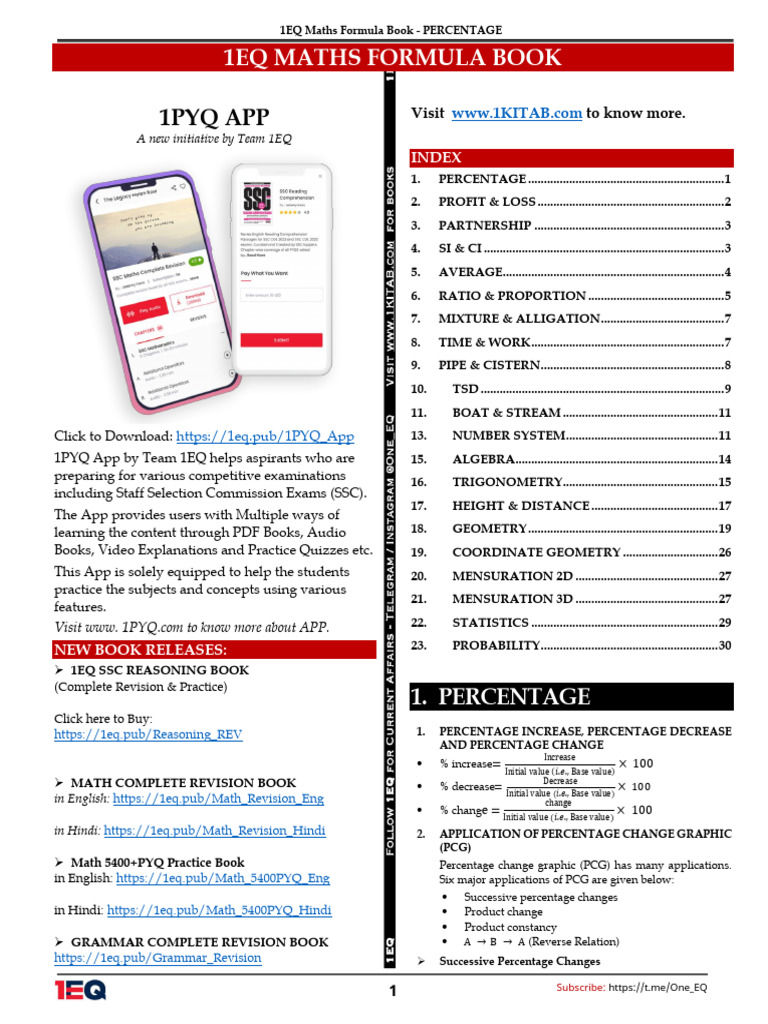 1eq Maths Formula Book - Eng | PDF | Interest | Percentage