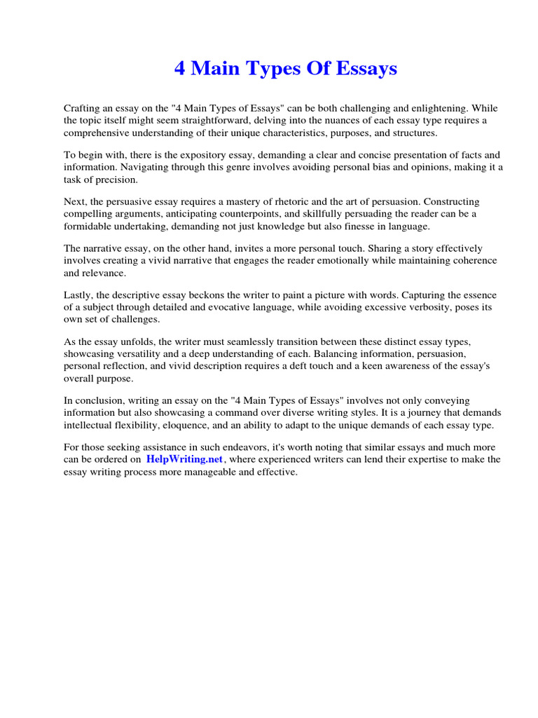 4 Main Types of Essays | PDF | Essays | Spanish Inquisition