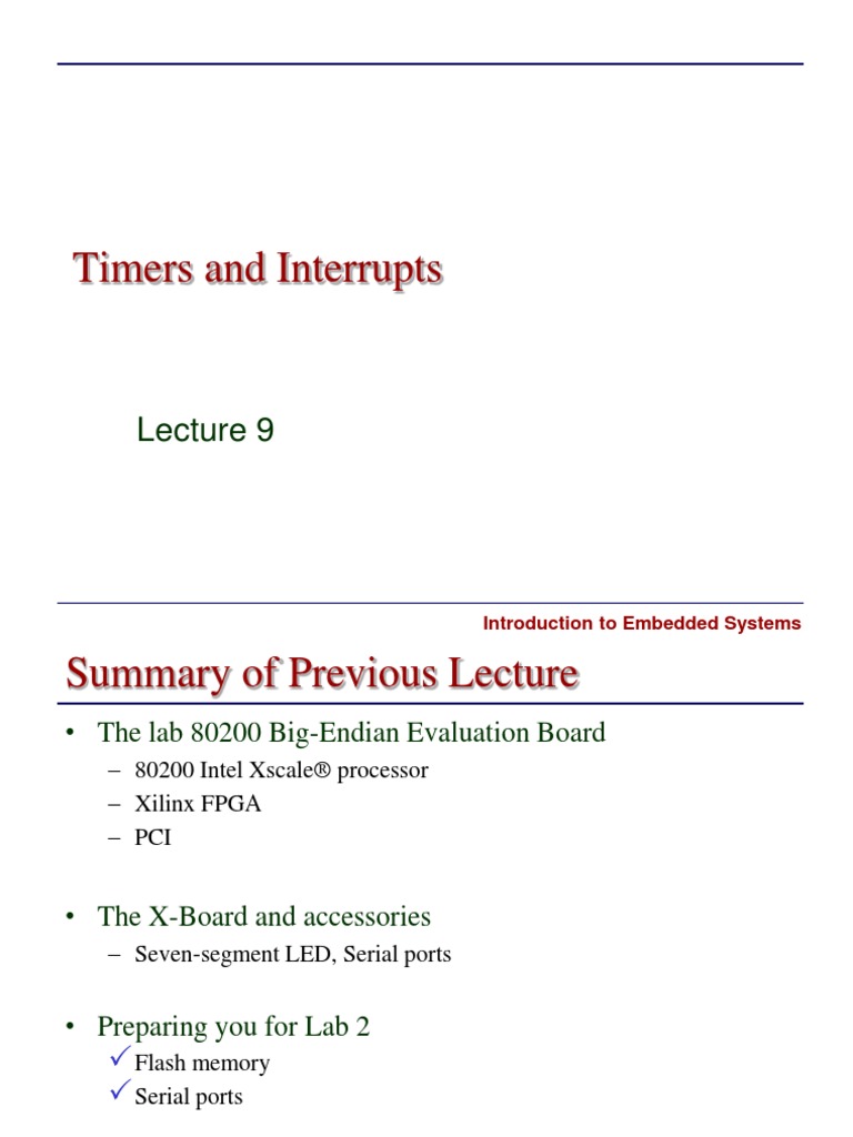 Introduction To Embedded Systems Timers and Interrupts 3466 | PDF