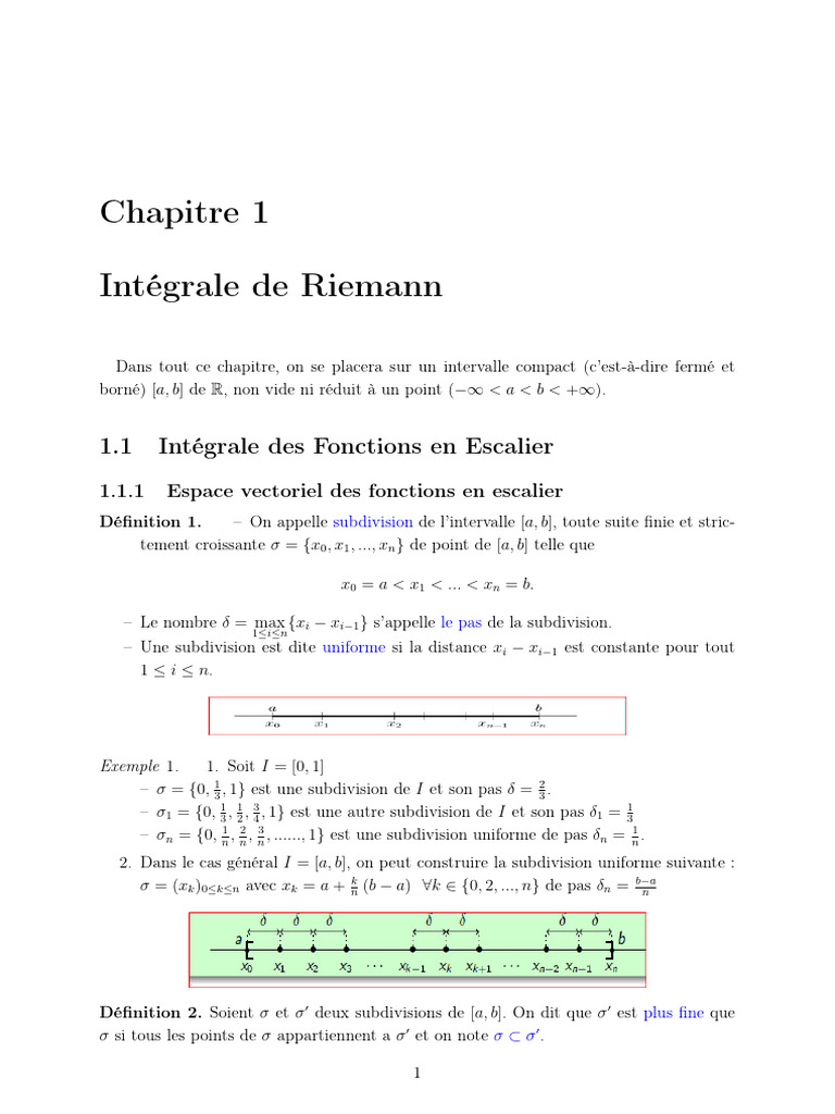 Chapitre1 Integrales de Riemann | PDF