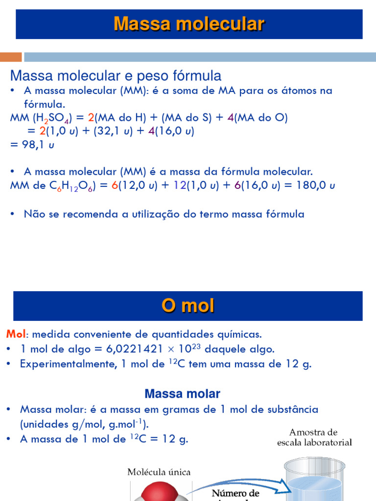 Tópico 7 - Calculos Químicos e Estequiometricos | PDF | Mol (unidade ...