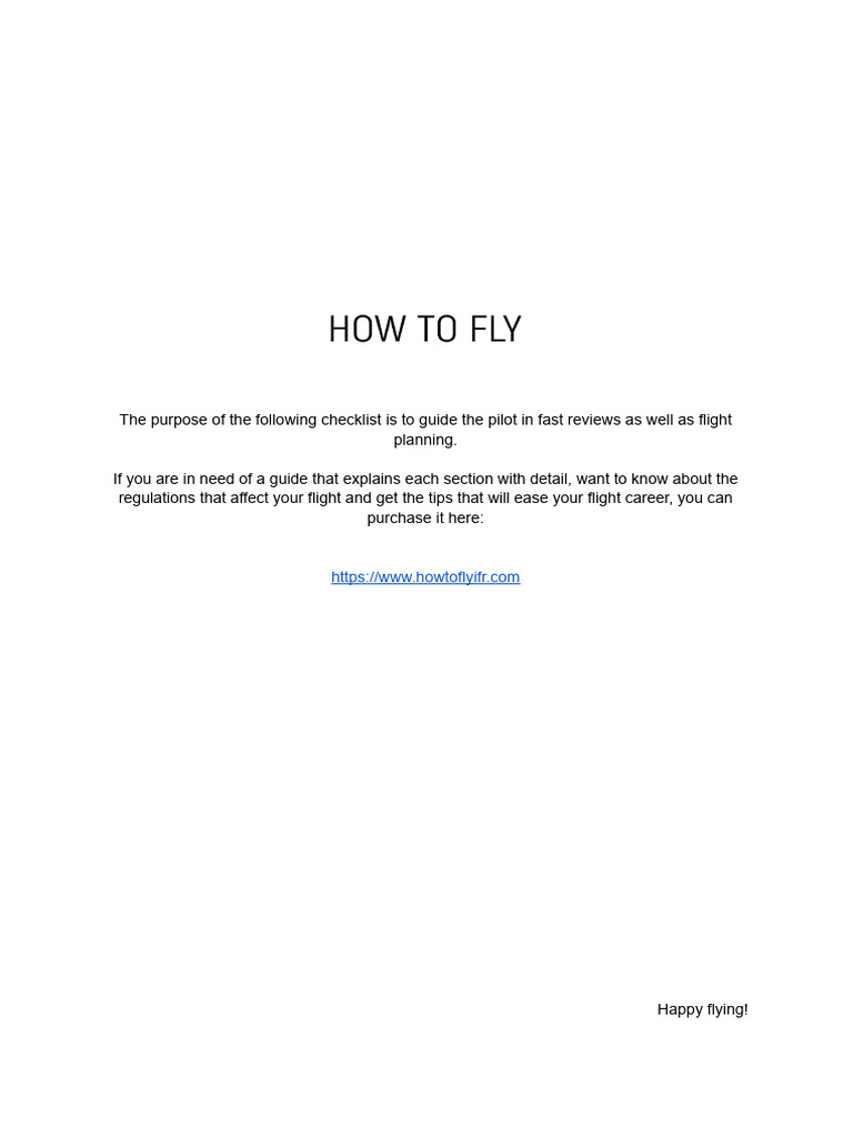 Flight Planning Checklist How to Fly IFR.01 | PDF