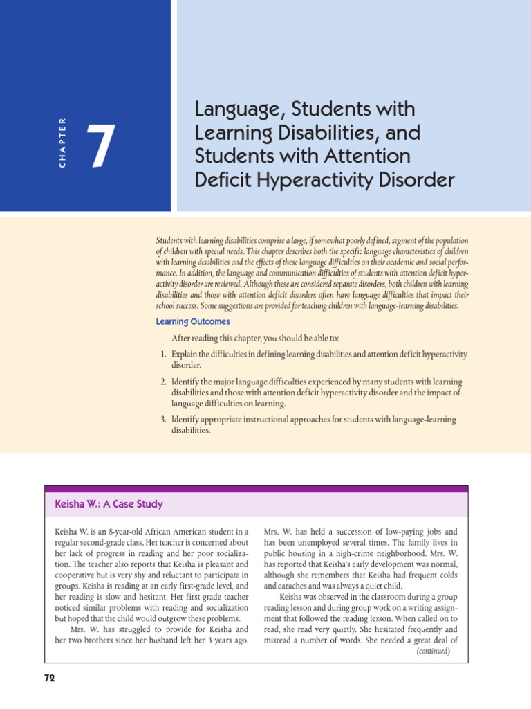 Language, Students With Learning Disabilities, and Students With ...