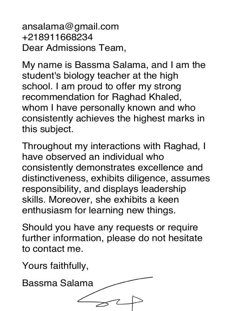 Recommendation Letter | PDF | Self-Improvement | Wellness