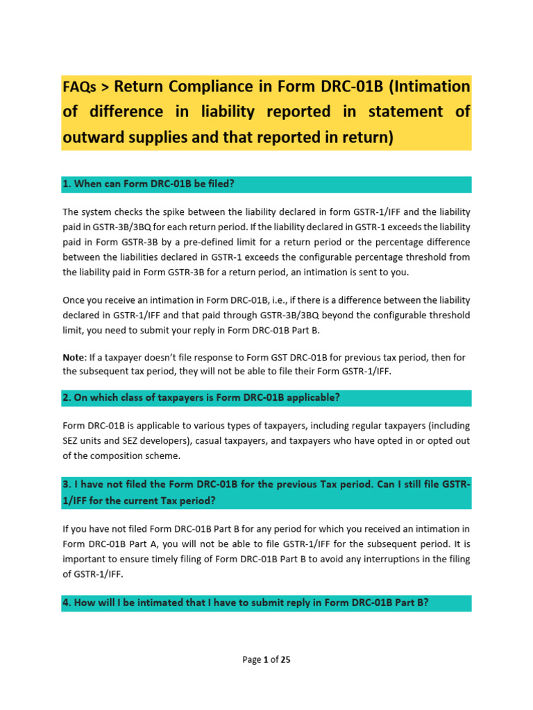 Return Compliance in Form DRC 01b | PDF | Taxes | Computing