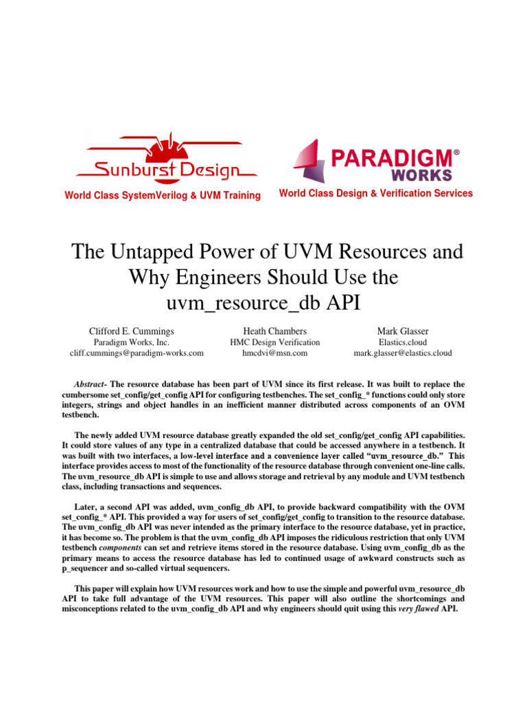 CummingsDVCon2023 Uvm Resource DB API | PDF | Programming | Constructor (Object Oriented ...