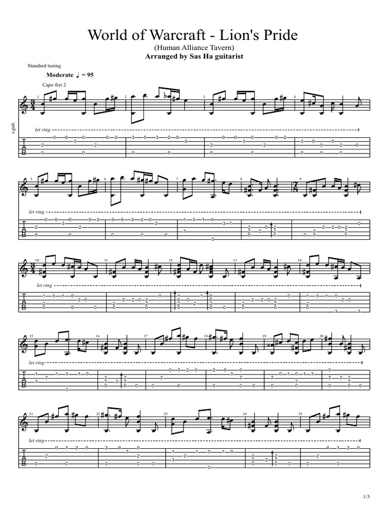 Lion's Pride Inn Guitar Tabs | PDF | Guitar Family Instruments | Celtic ...