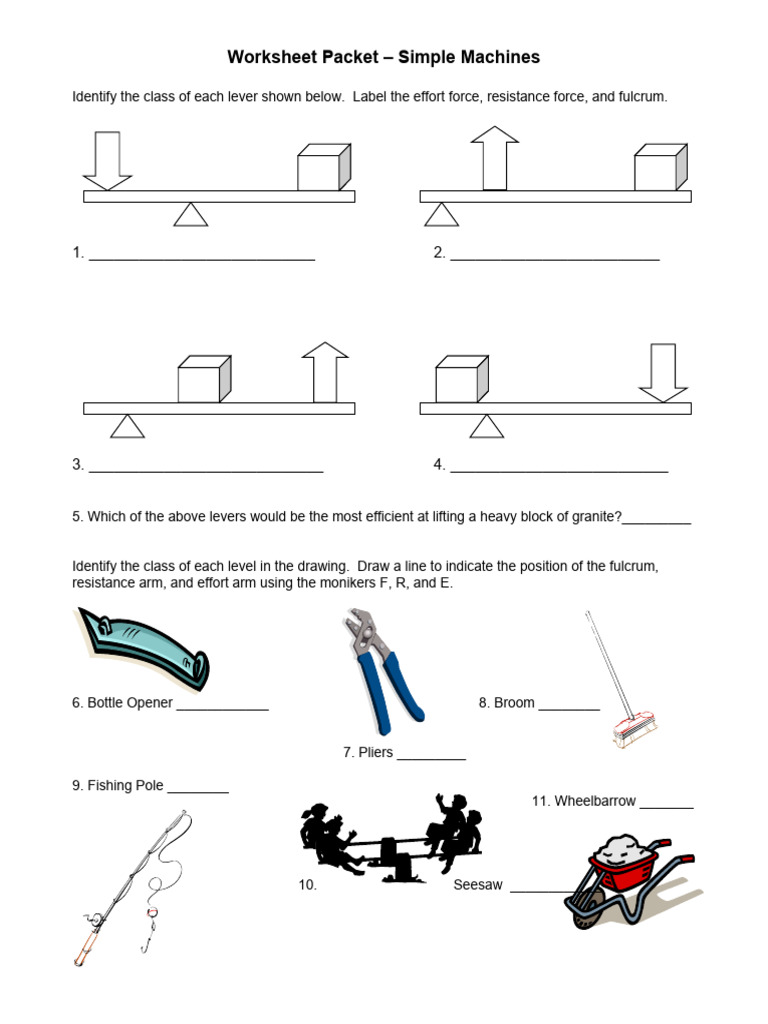 Worksheet Packet Simple Machines | PDF | Mechanics | Machines