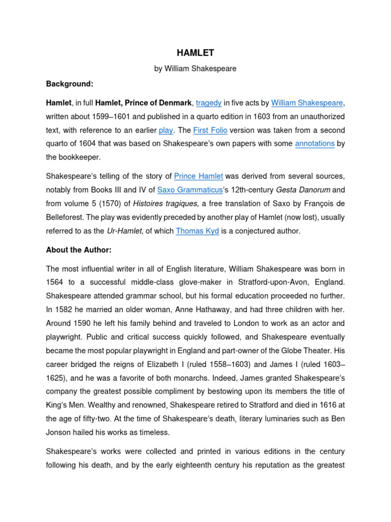 HAMLET | PDF | Hamlet | William Shakespeare