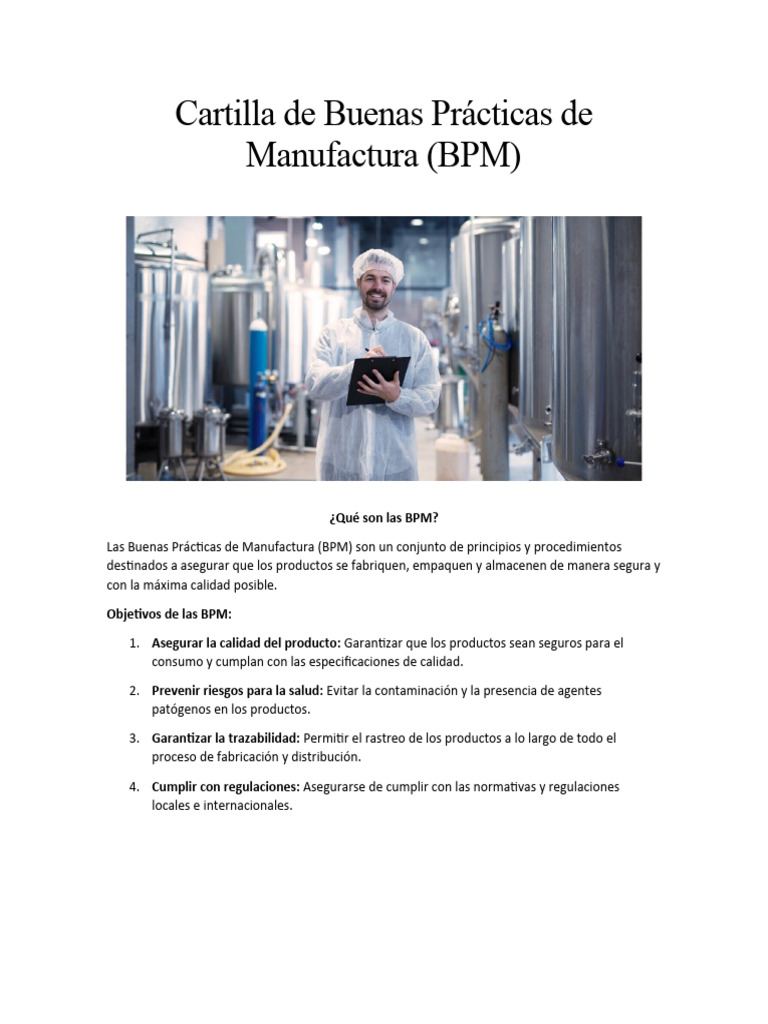 Cartilla de Buenas Prácticas de Manufactura | PDF | Alimentos