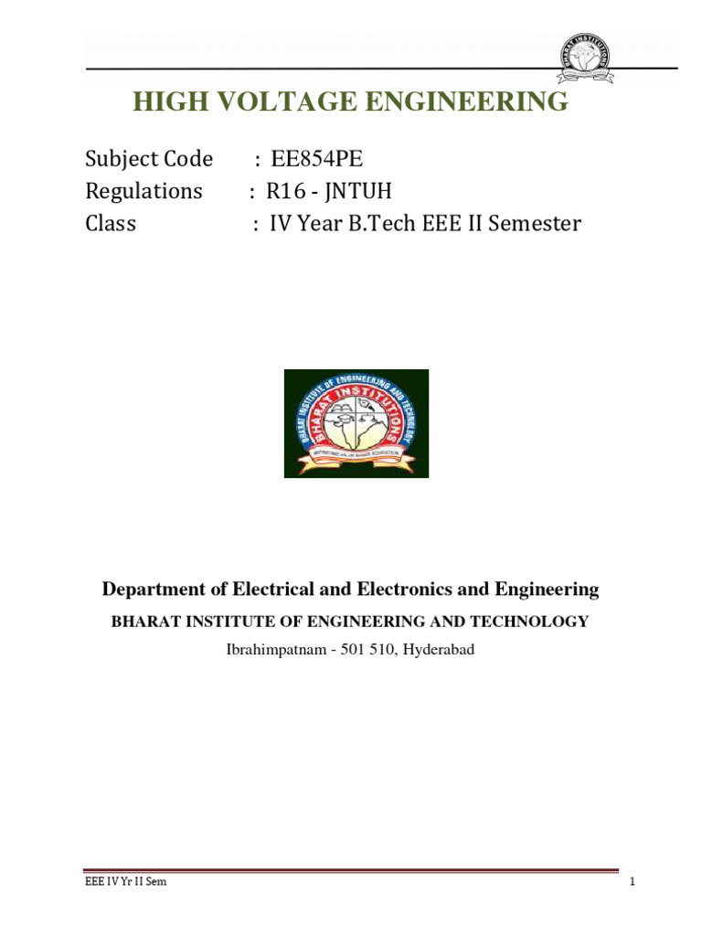 Eee Iv Hve | PDF | Electrical Breakdown | Insulator (Electricity)