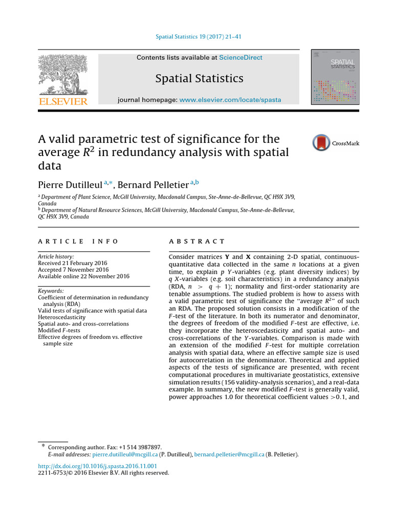 A Valid Parametric Test of Significance For The Average R2 I 2017 ...