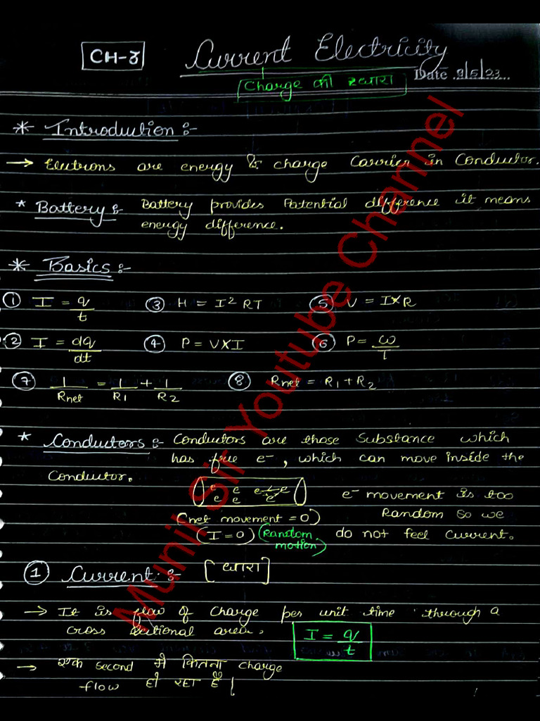 Current Electricity Notes | PDF