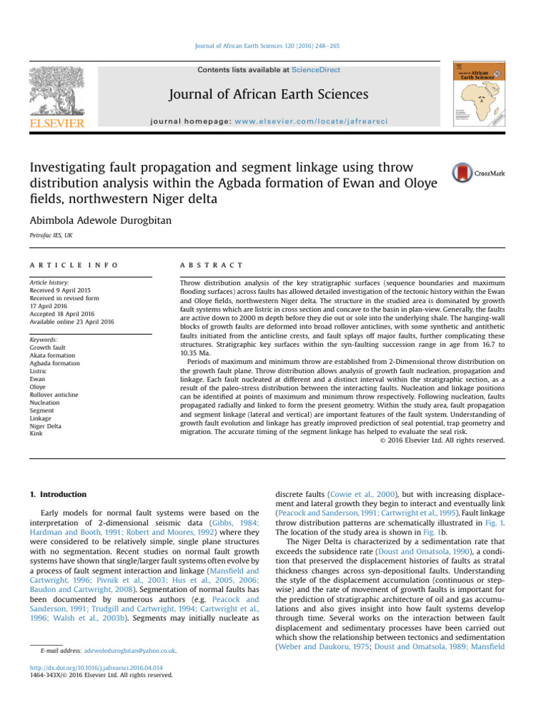 Investigating Fault Propagation and Segment Linkage Using T 2016 ...