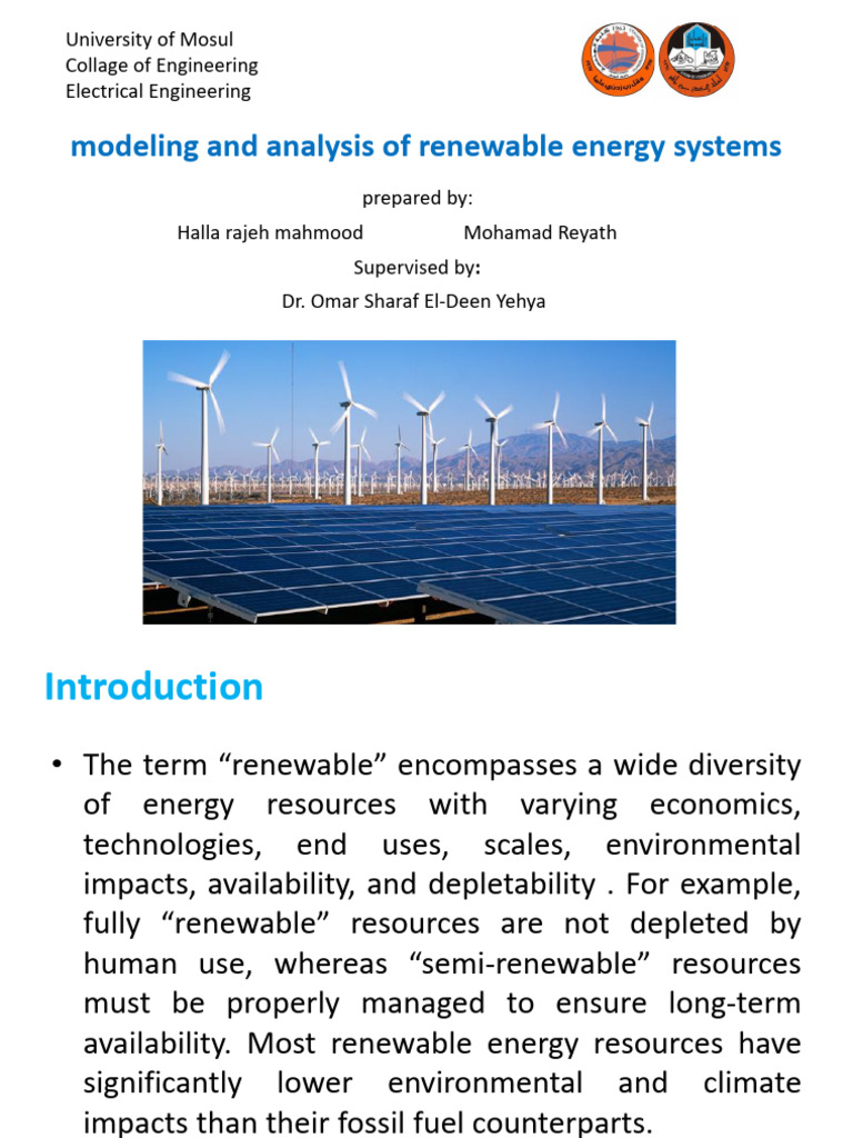 Modeling And Analysis Of Renewable Energy Systems المعدل Pptx Pdf Renewable Energy Solar Power