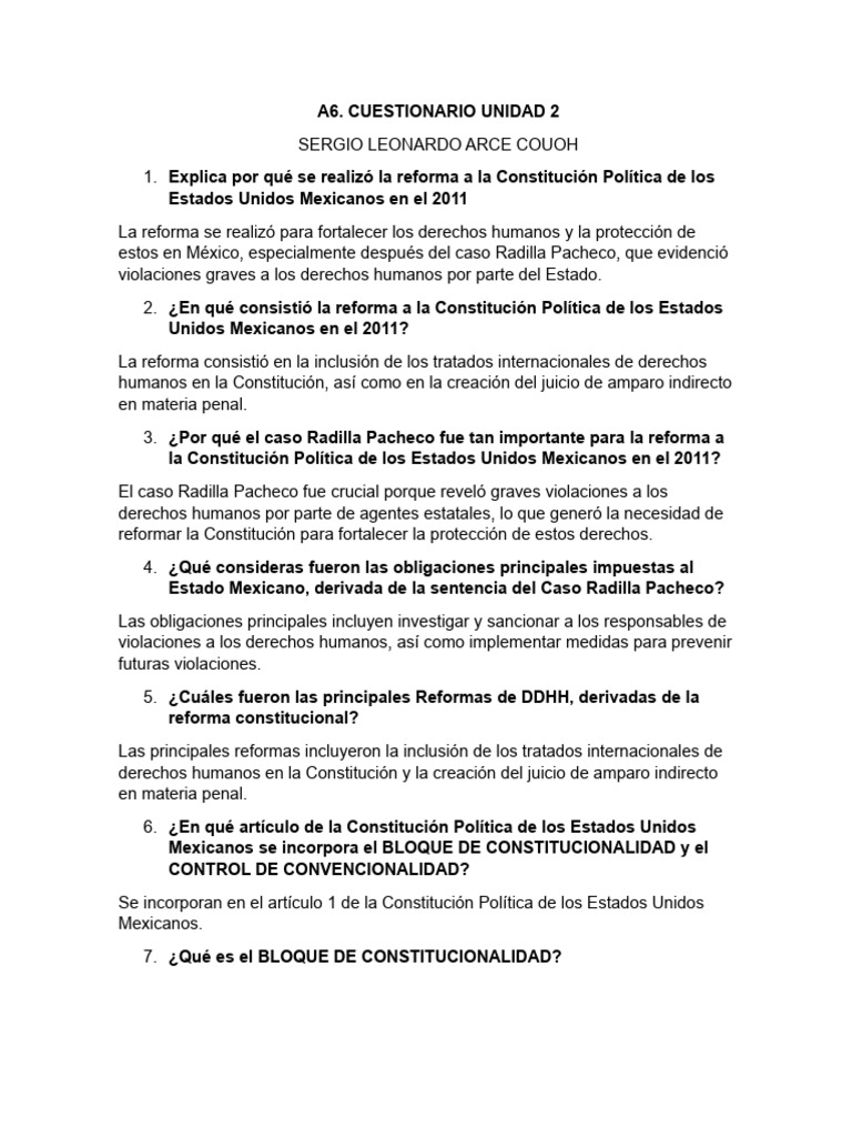 A6 Sergio Arce | PDF | Constitución | Derechos humanos