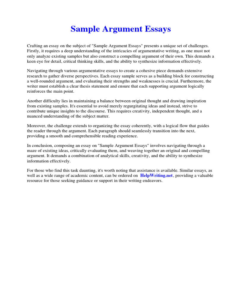 Sample Argument Essays | PDF