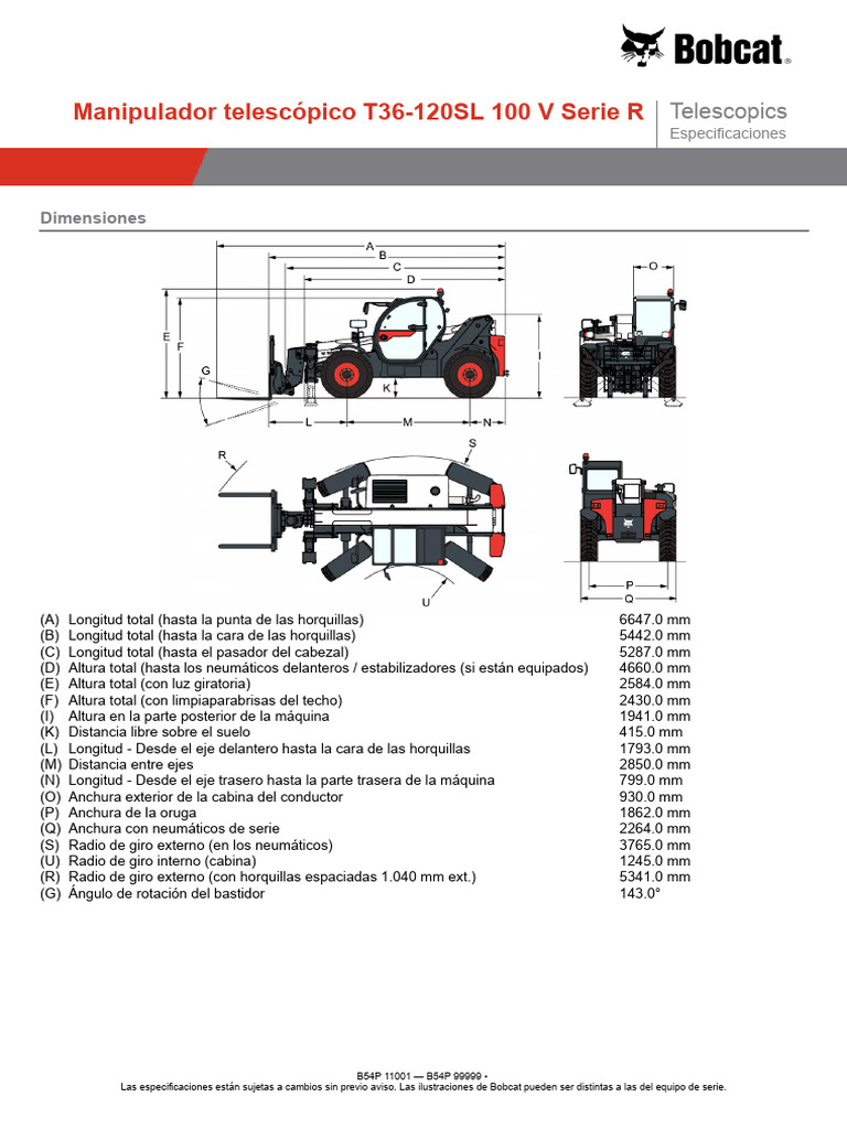 t36 120sl Eu Es Specification Leaflet | PDF | Transporte | Bienes manufacturados