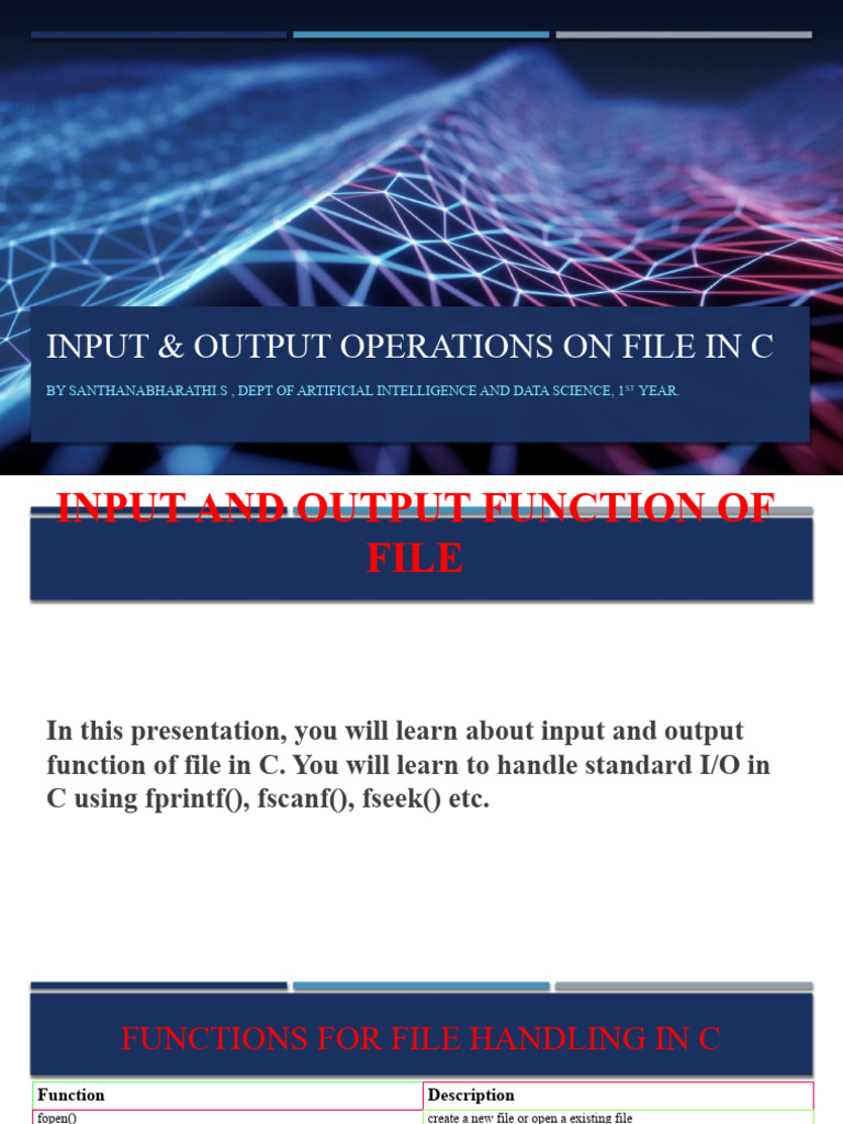 Input And Output Operations On File In C Pdf Text File Pointer Computer Programming 1068