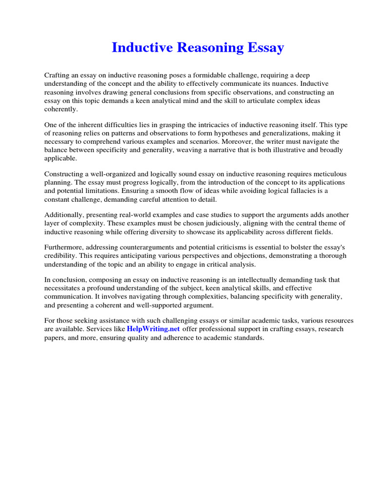 Inductive Reasoning Essay | PDF | Fog | Essays
