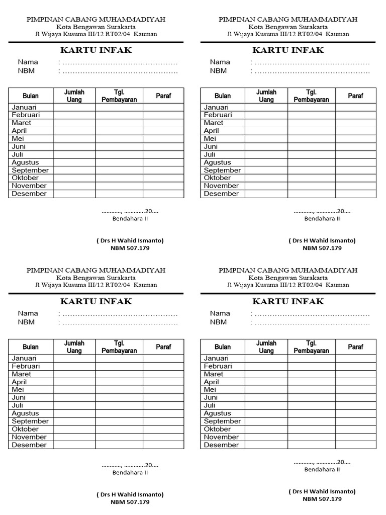 Kartu Infak Muhammadiyah | PDF