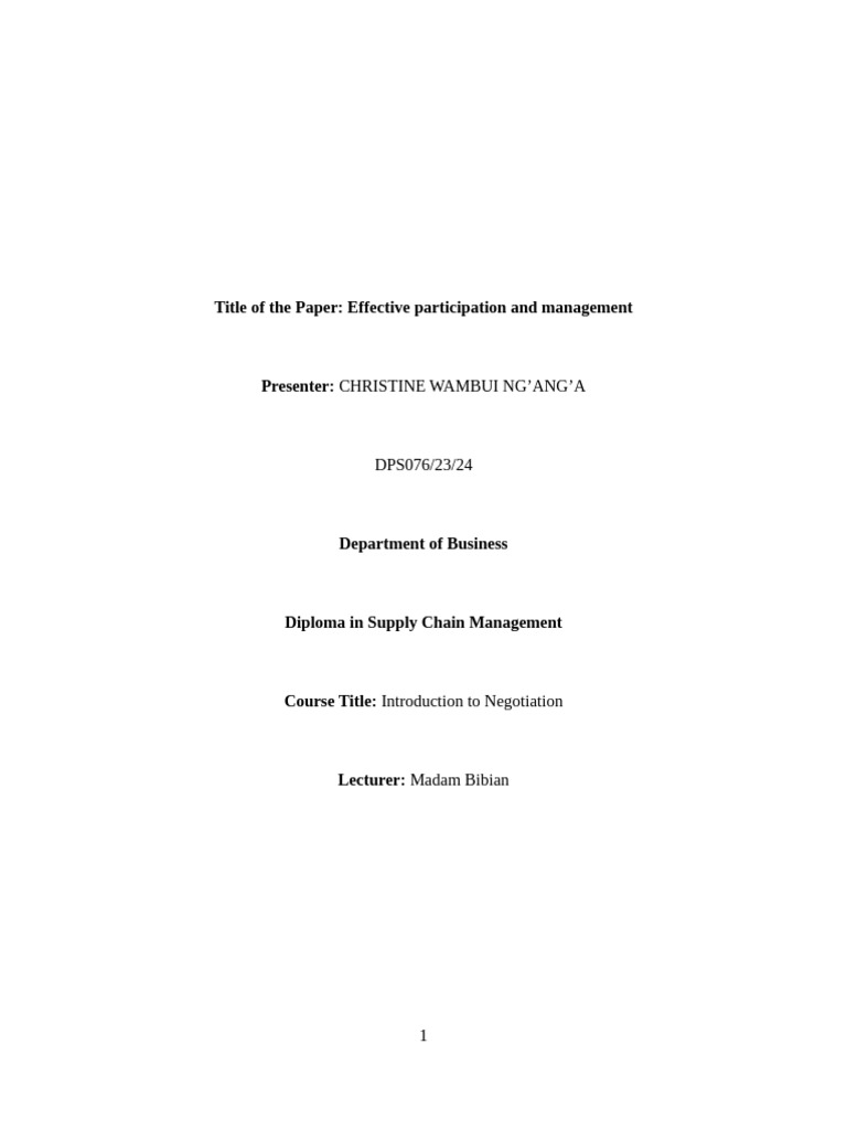 Effective Participation and Management | PDF