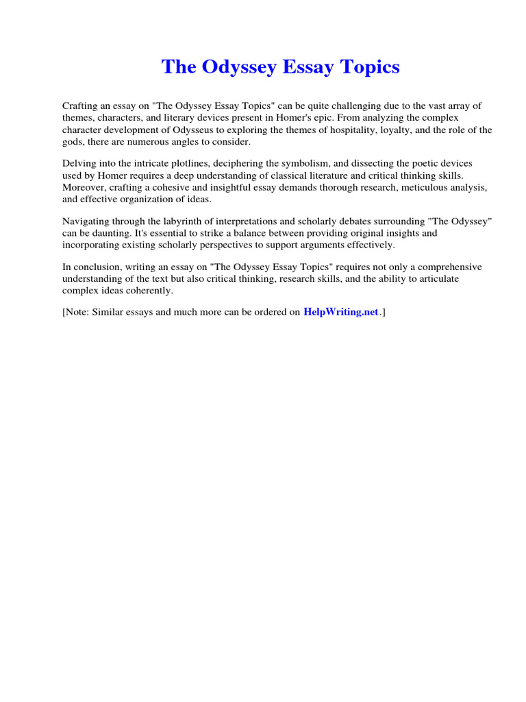 The Odyssey Essay Topics | PDF | Akhenaten