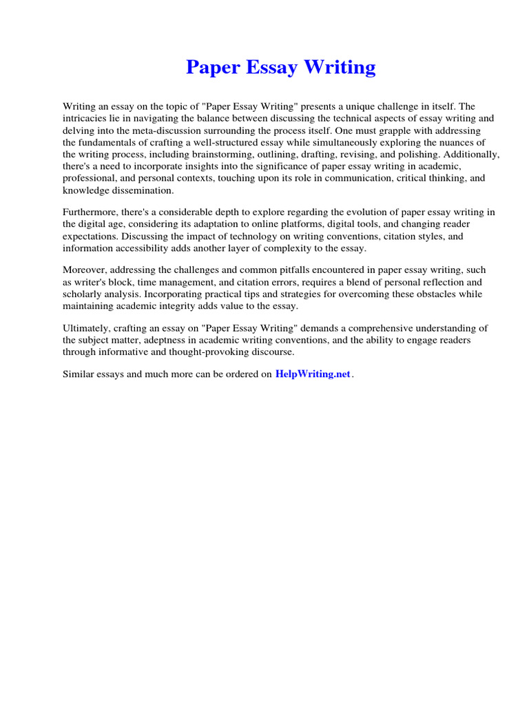 Paper Essay Writing | PDF | Employment | Essays