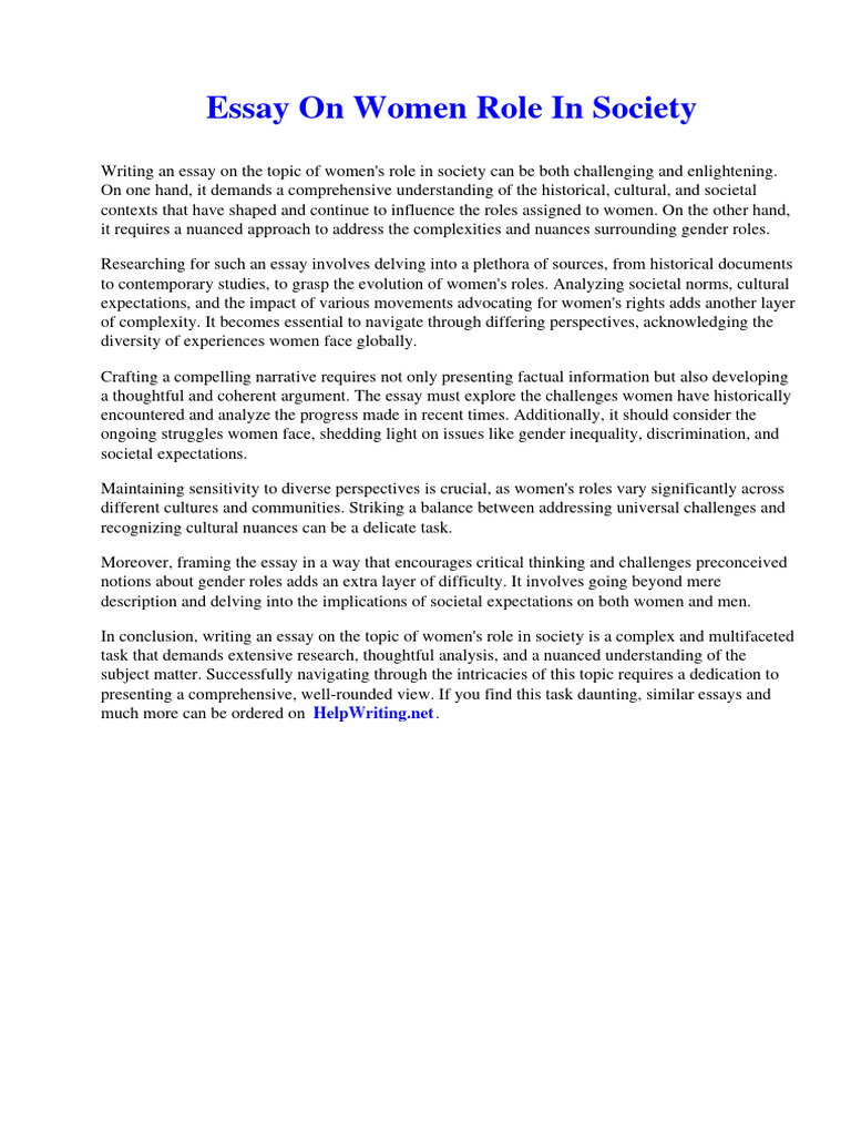 Essay On Women Role in Society | PDF | Hernán Cortés | Freedom Of Speech