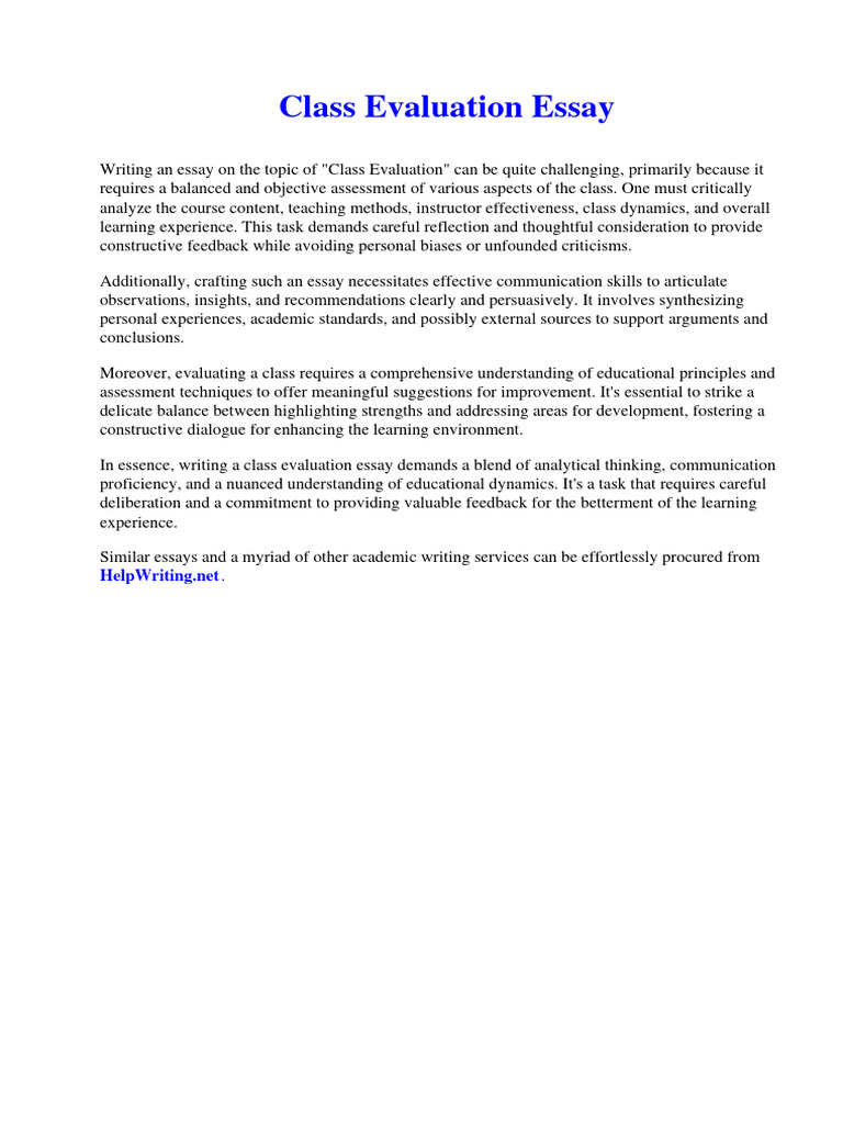 Class Evaluation Essay | PDF | Non Commissioned Officer | Essays