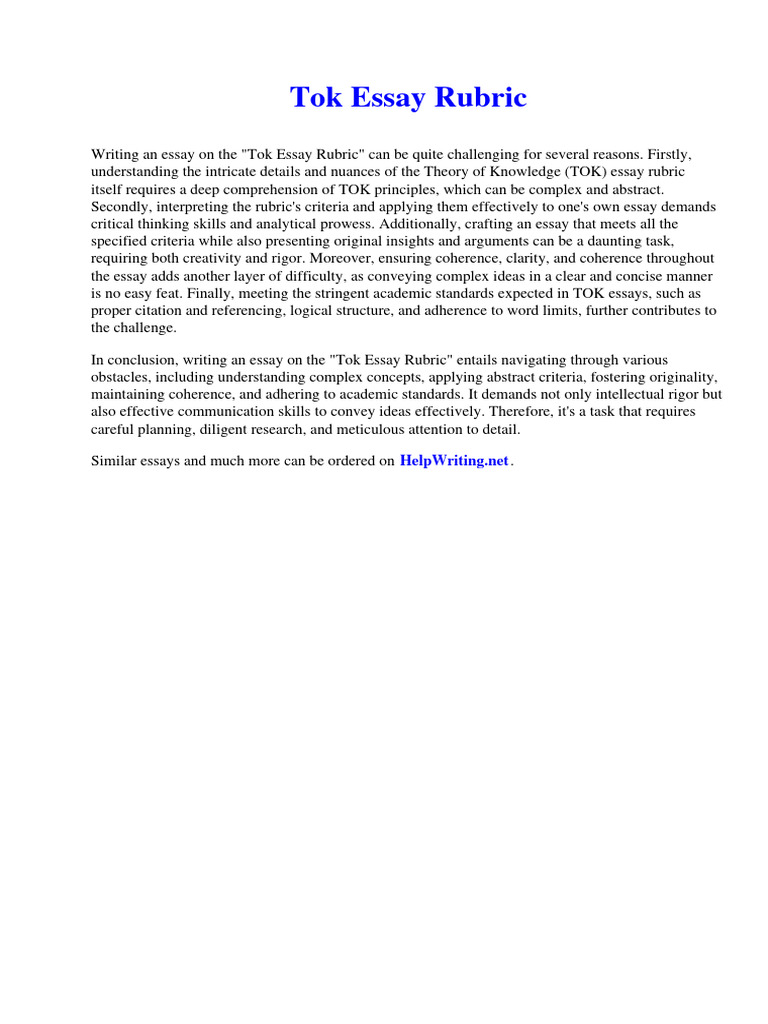 Tok Essay Rubric | PDF | Rheumatoid Arthritis | Essays