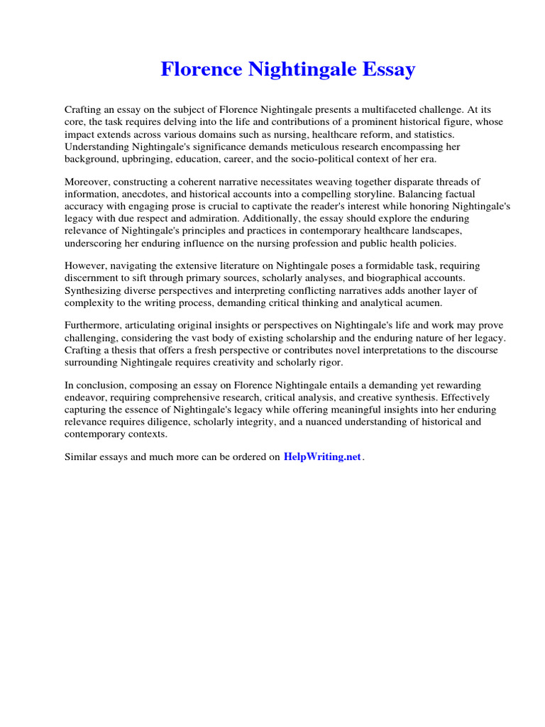 Florence Nightingale Essay | PDF