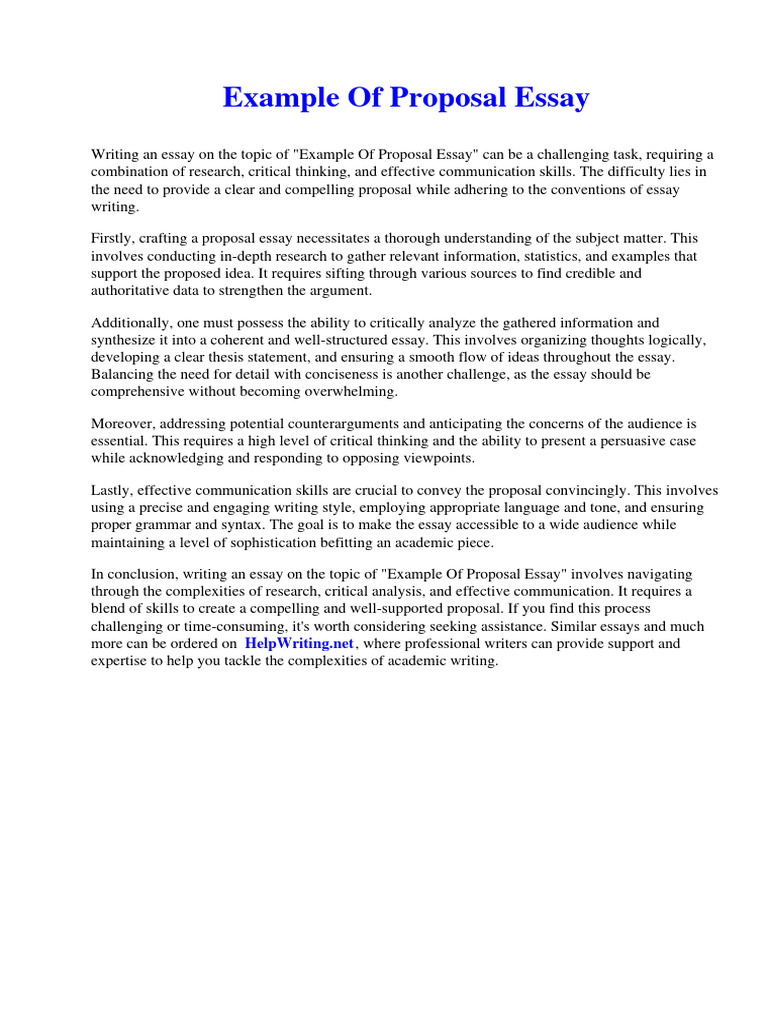 Example of Proposal Essay | PDF | Essays | Academic Degree