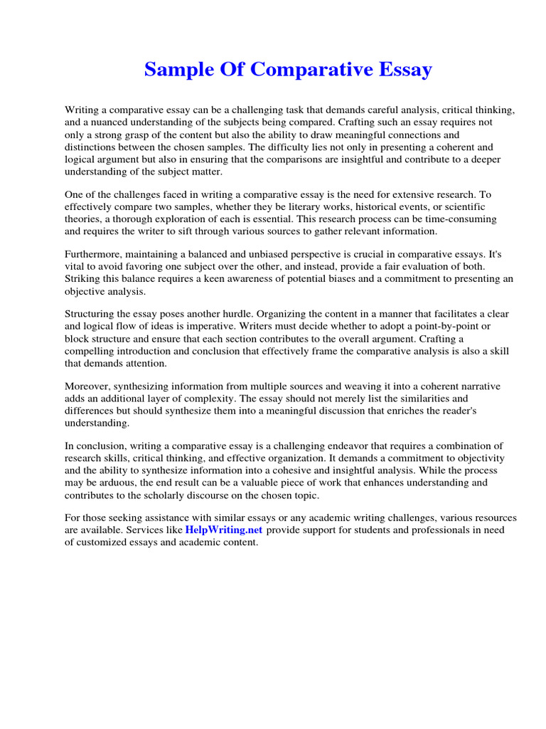 Sample of Comparative Essay | PDF